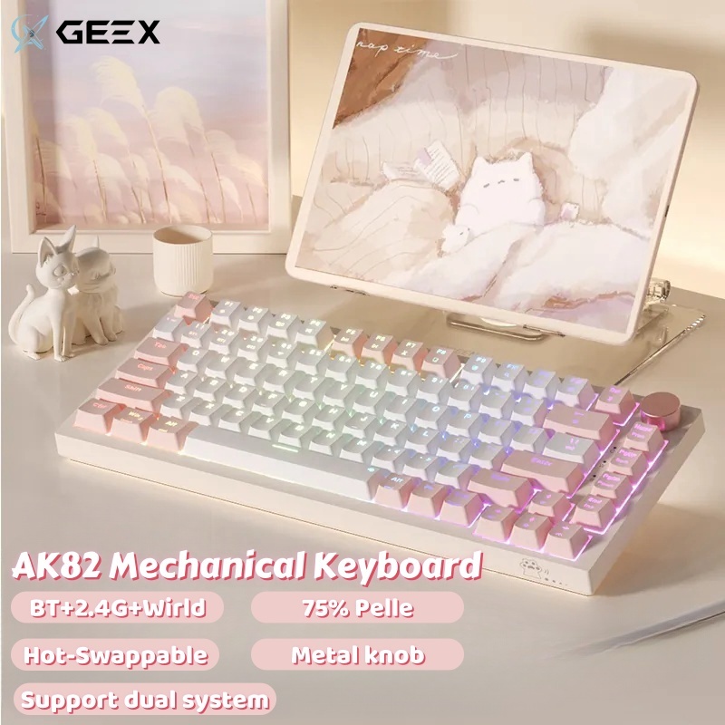 【Local Delivery】AK82 Wireless Mechanical Keyboard Bluetooth Wired ...