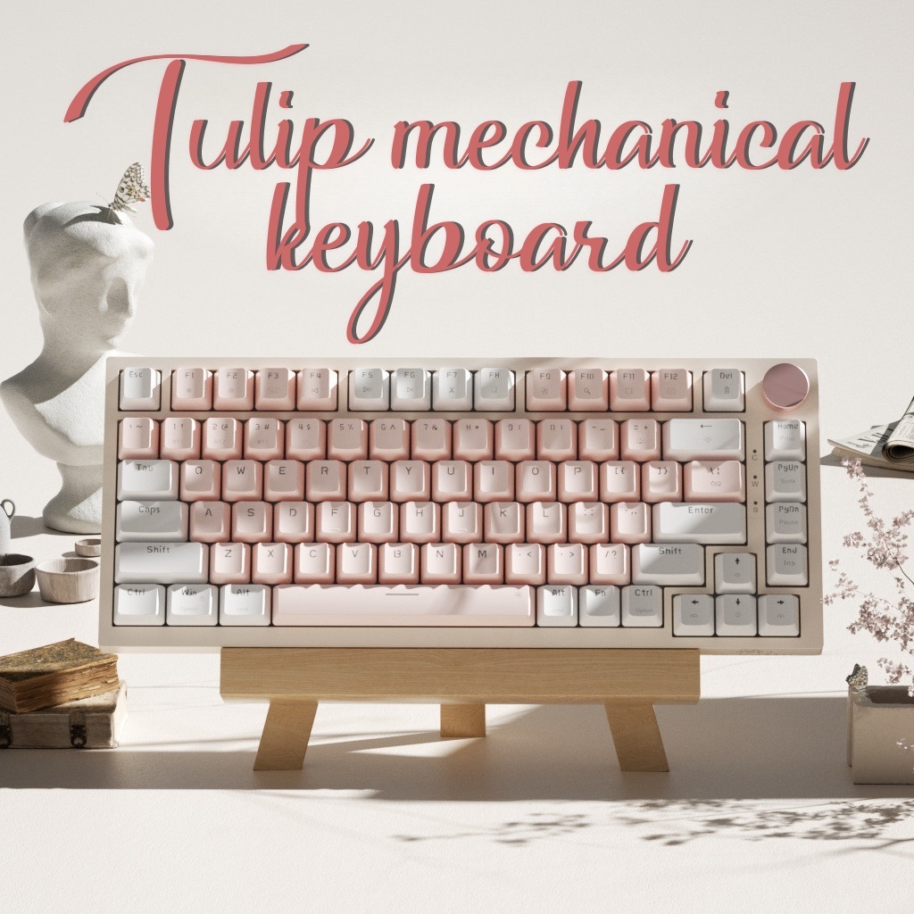 Tulip Mechanical Keyboard Wireless Bluetooth Wired Hot-Swappable Girl ...
