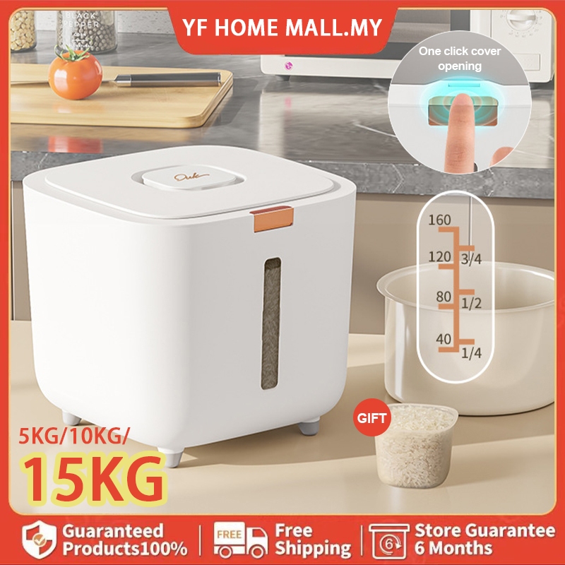 ⚡24h MY⚡ 5/10/15KG Rice Storage Box Bucket Insect and Moisture Proof ...
