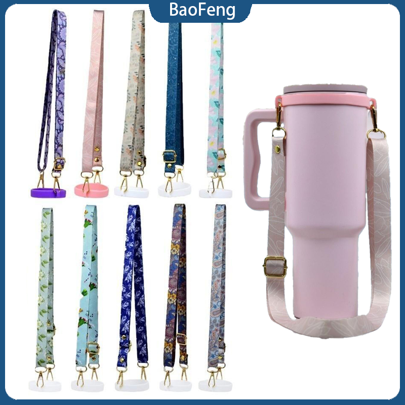 Water Bottle Handle Strap Tumbler Flower Pattern Shoulder Rope Water Bottle Sling Tumbler Holder ...
