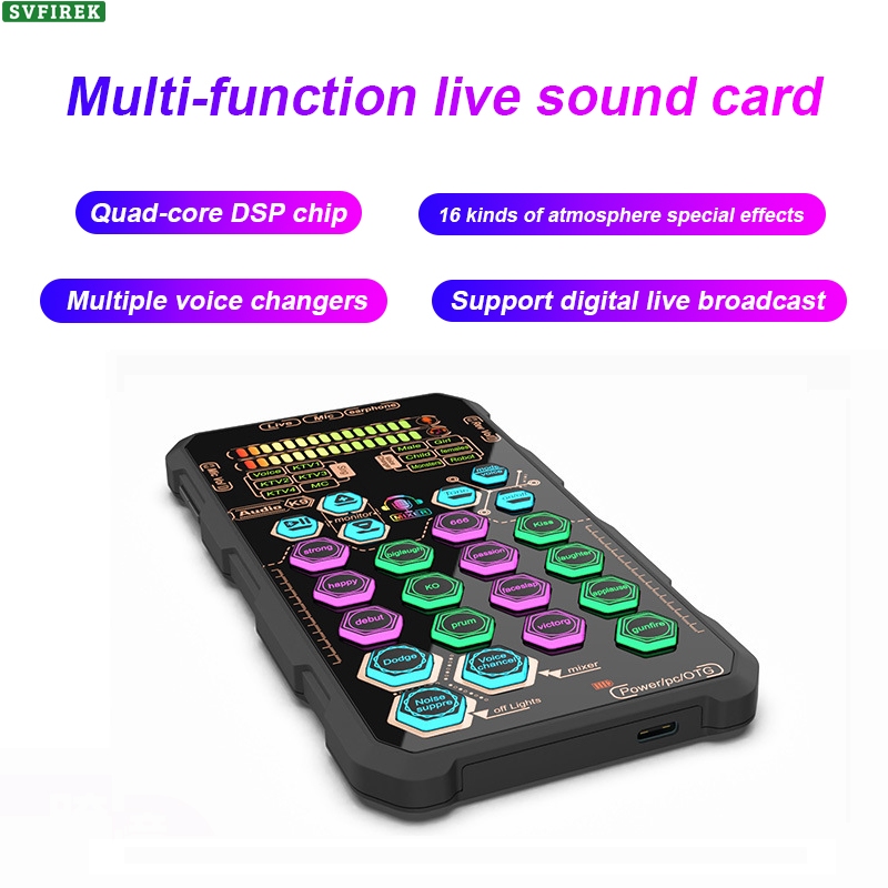 Portable Live Sound Card SK9 Voice Changer Device Audio Mixer Built-in ...
