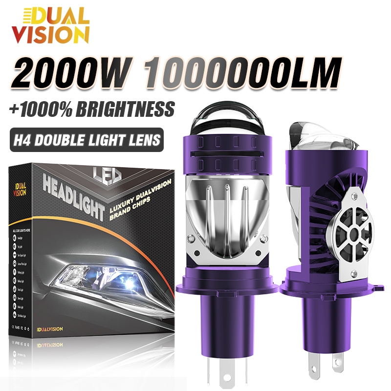 H4 LED Bulbs 3-in-1 Color (3000K/4300K/6000K) Projector Headlight ...