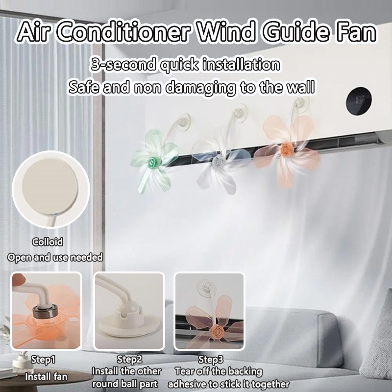 Air Cond Guide Fan Mini Aircon Deflector For Room 360° Fast Cooling ...