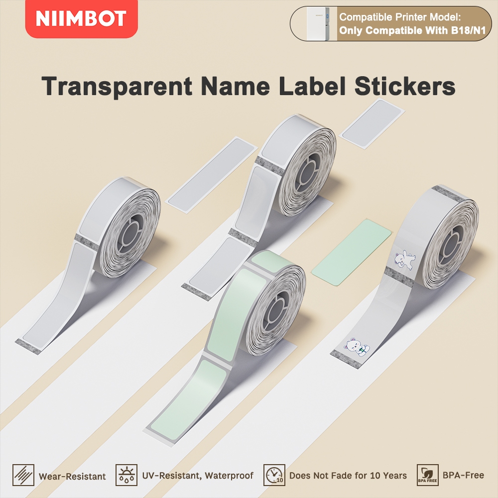 NIIMBOT N1 Transparent Label Stickers – Waterproof and Heat-Resistant ...