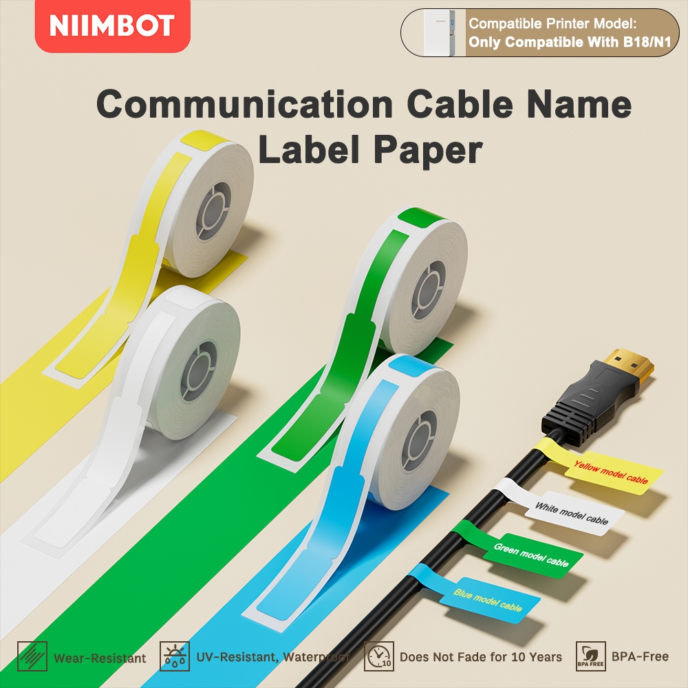 NIIMBOT N1 Cable Name Label Stickers – For Marking Power, Fiber Optic ...