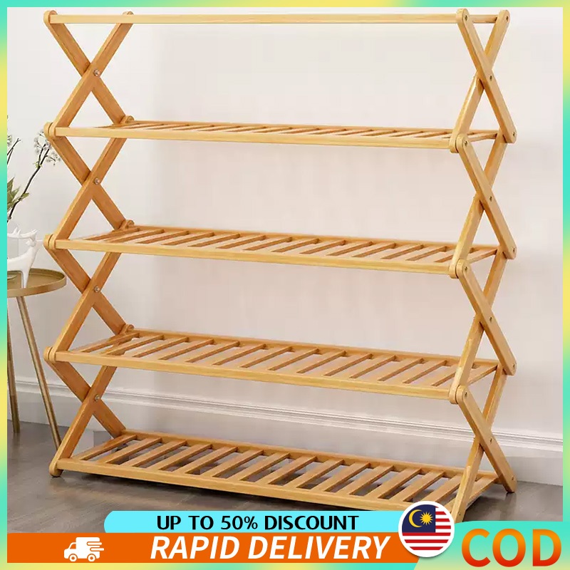 Shoe Rack 6 Layer Solid Wood Organizer Wooden Storage Shelves Stand ...