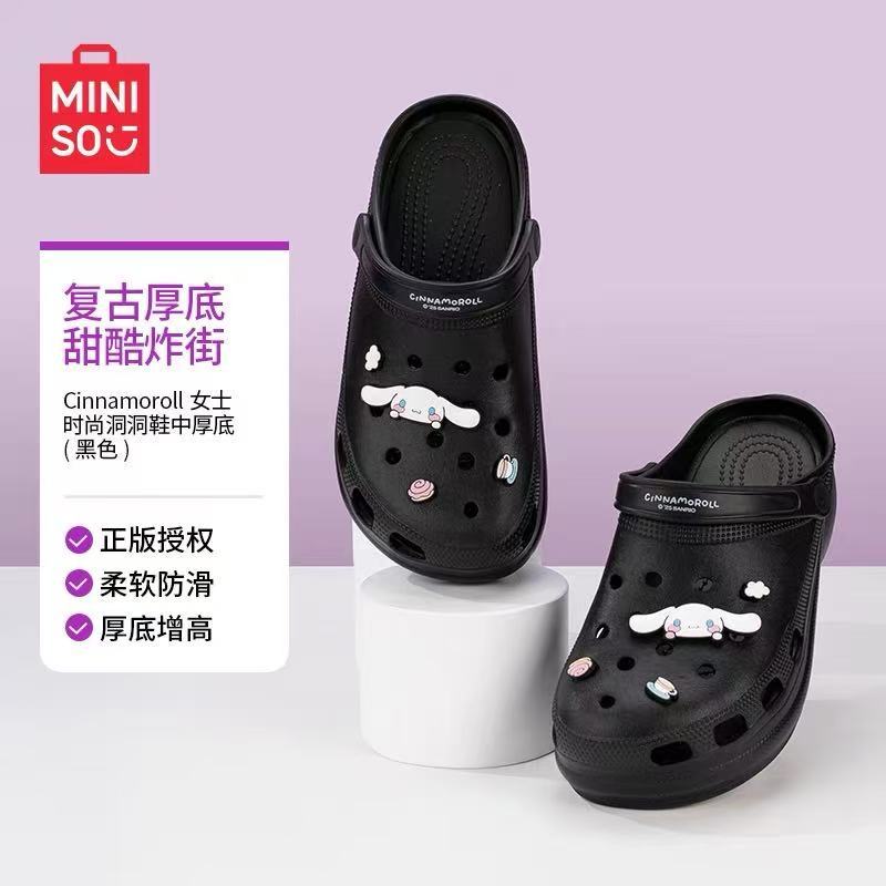 MINISO MINISO MINISO Sanrio Co-Branded Hole Slippers Middle High Heel ...