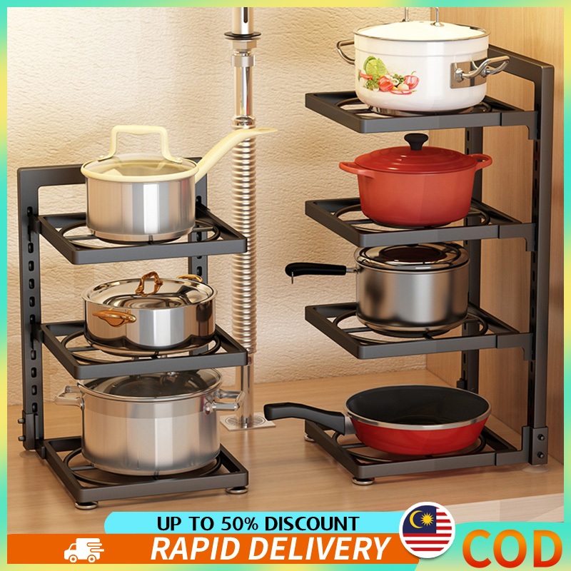 2~8 Layers Kitchen pan organizer Multilayer adjustable kitchenware ...