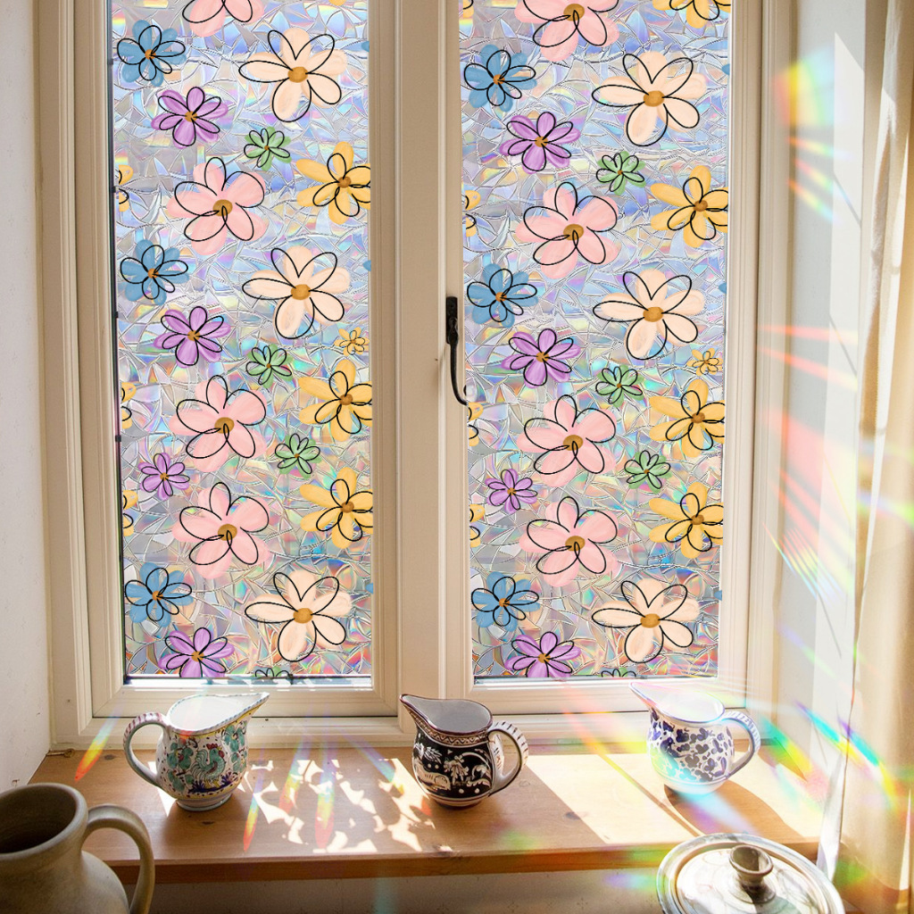Daisy Flower Suncatcher Window Cling Rainbow Stained Glass Window ...