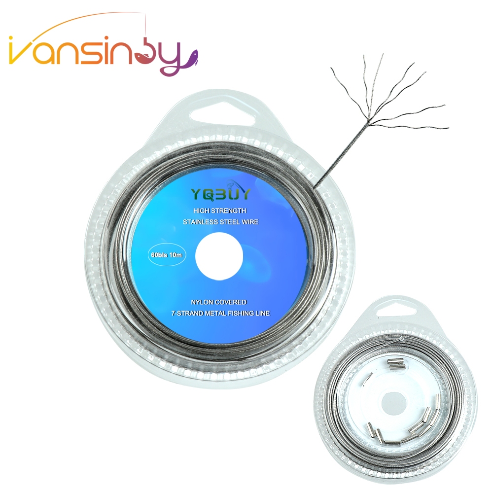 10lbs-200lbs Fishing Steel Wire 10m 7 Strands Braided Leader Sea ...