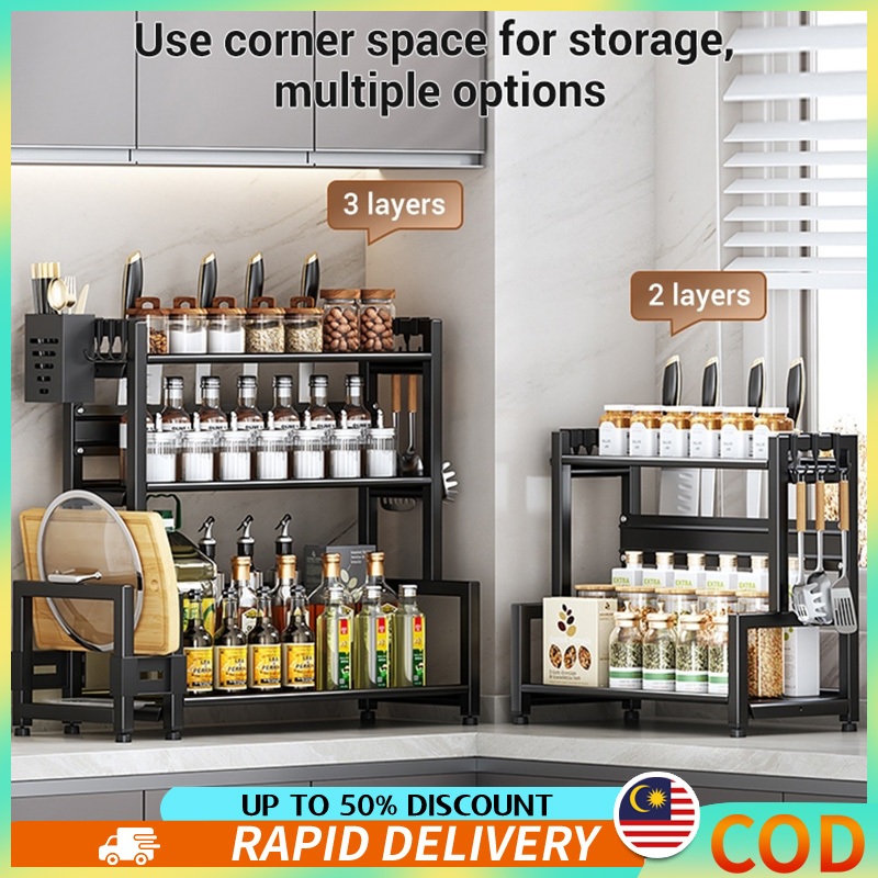 Seasoning Organizer Storage Rack Stainless Steel Spice Rack Kitchen ...