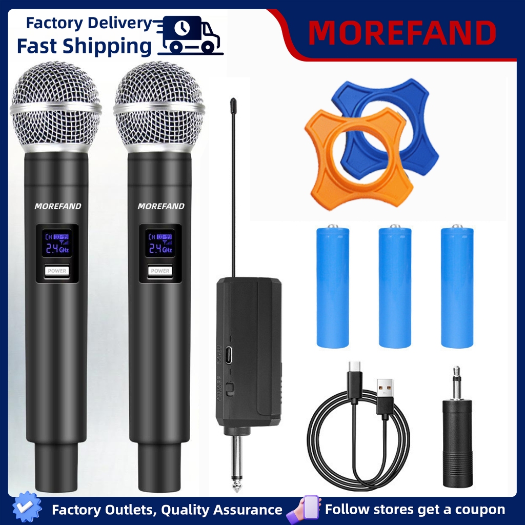 Dual Floating Wireless Microphone UHF Handheld Rechargeable Dynamic ...