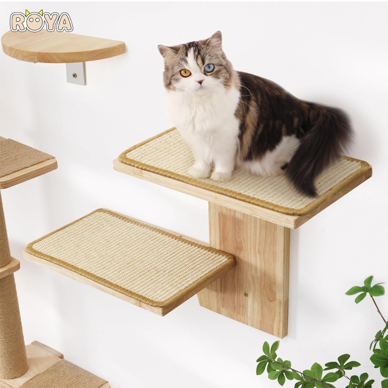 ROYA Cat bed wall Floating Cat wall Shelf with Faux Lamb Mat Rubber ...
