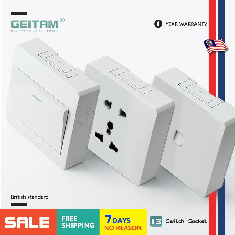 Universal Surface-Mounted Switch Socket Panel (UK 13A Plug Compatible ...