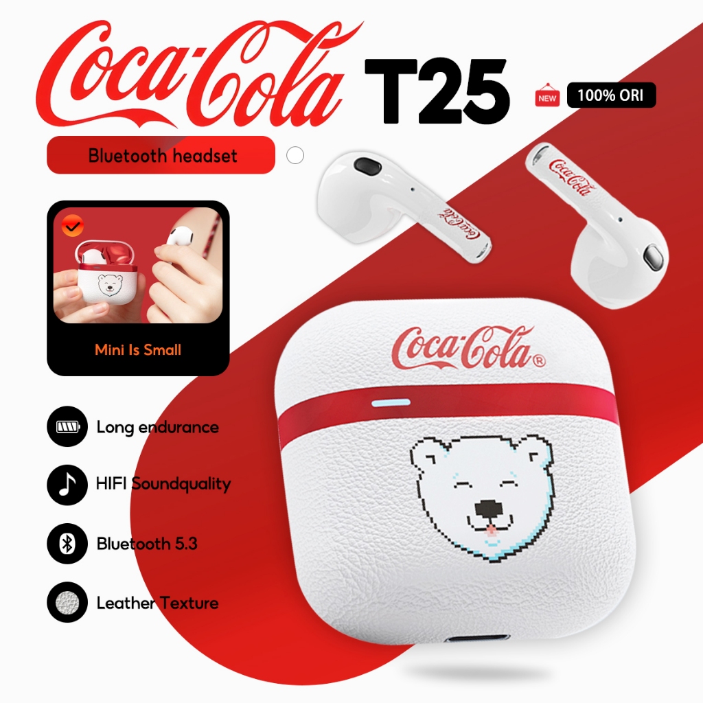 Coca-Cola T25 Bluetooth Earbuds Semi-in-Ear True Wireless Headphones ...