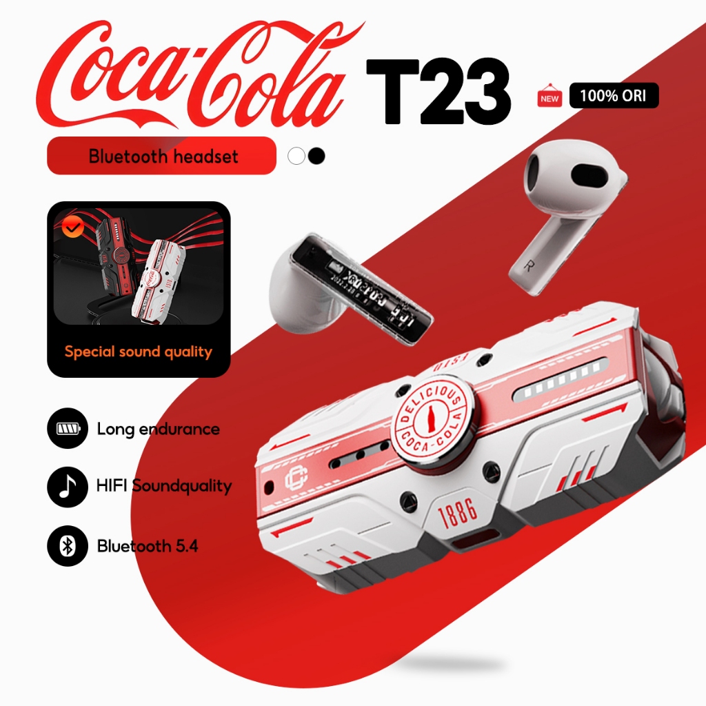 Coca-Cola T23 Bluetooth earphone Aluminum Mecha Design + ENC Noise ...