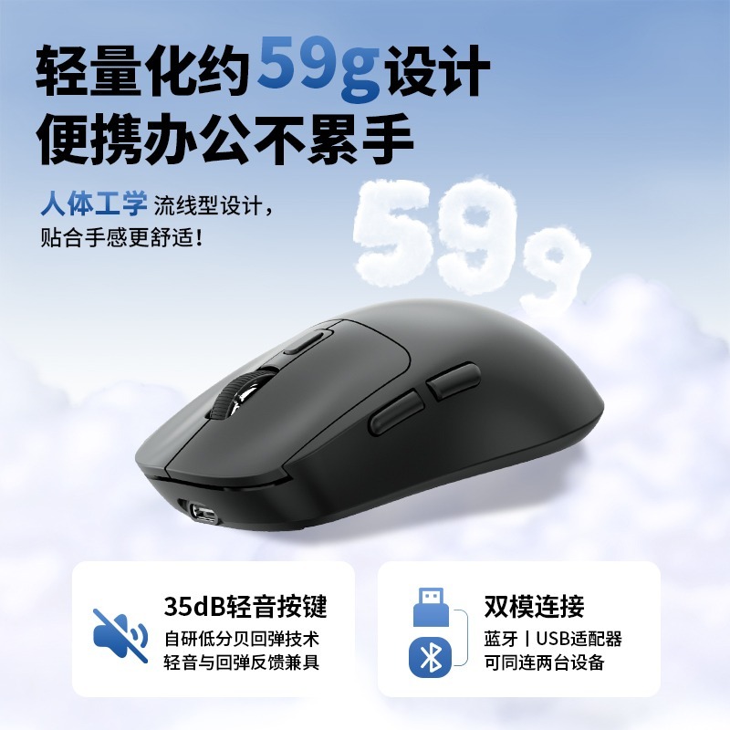 Abnormal Wireless Bluetooth Mouse Light Tone Office Mouse Dual Mode ...