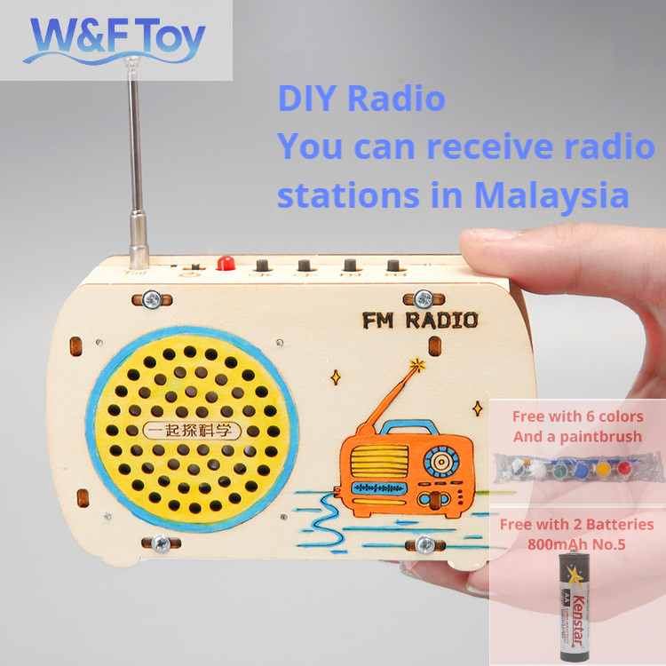 With 2 Batteries W&F STEM Toy MY-Tuned Radio Kit | Wooden DIY Ages 8-15 ...