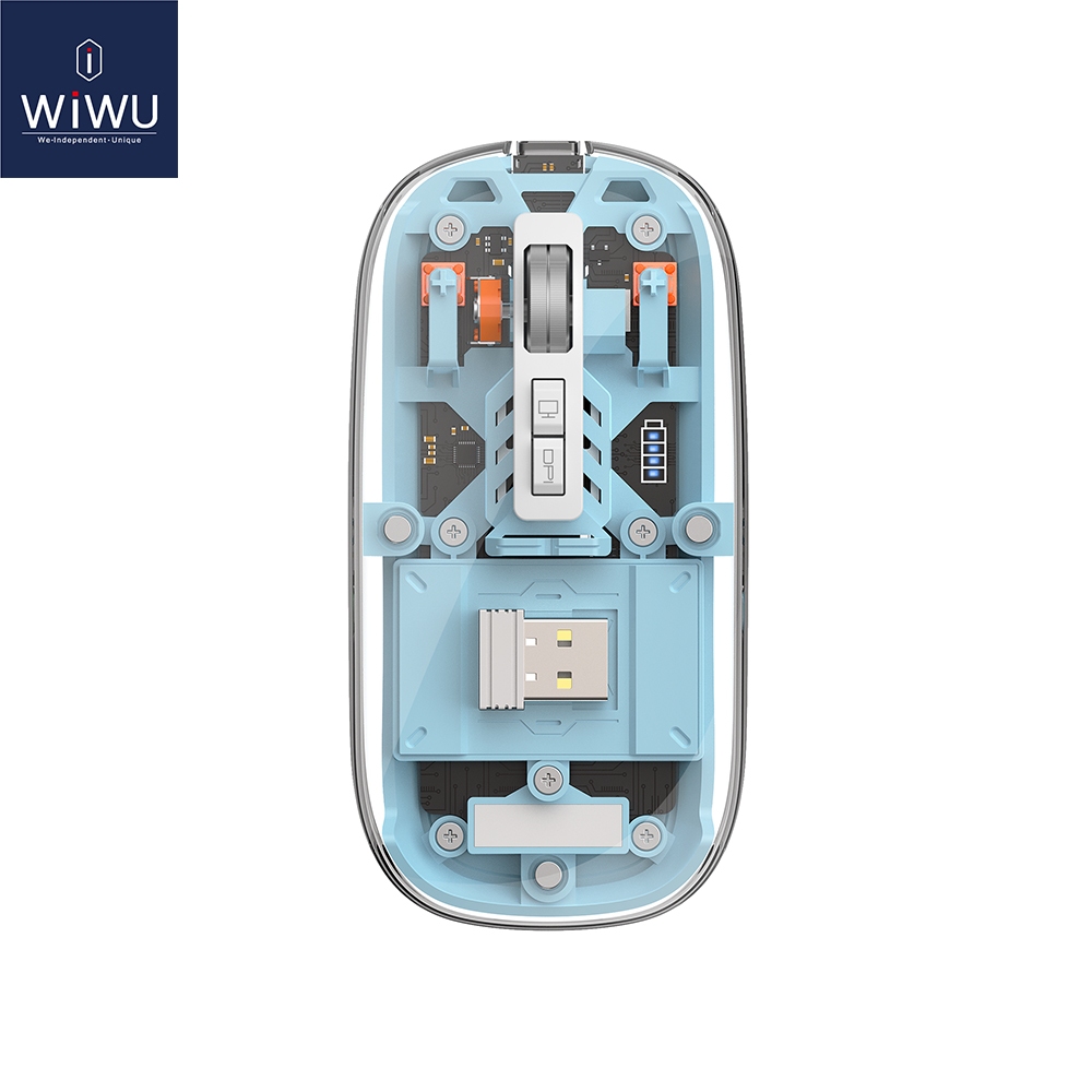 WIWU Transparent Wireless Mouse for iOS/Android Tri-mode Dual Bluetooth ...
