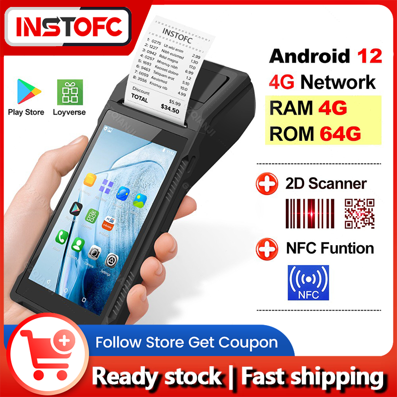 PDA POS Terminal Android 12 High Performance 4GB+64GB with 58mm Printer ...