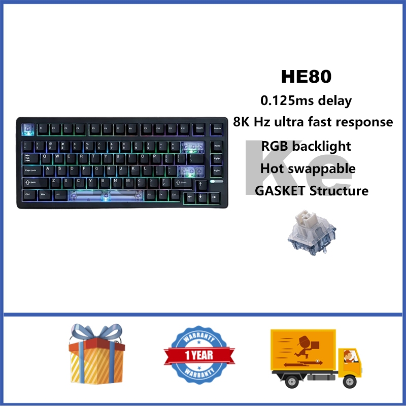 EPOMAKER HE80 Wired Magnetic Keyboard Hot swappable RGB 8K GASKET Custom Gaming Keyboard ...