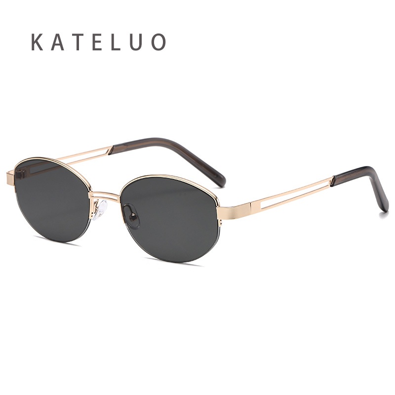 KATELUO Trendy Oval Sunglasses Retro Metal Frames Stylish Classic Shades UV400 Protection Sun ...