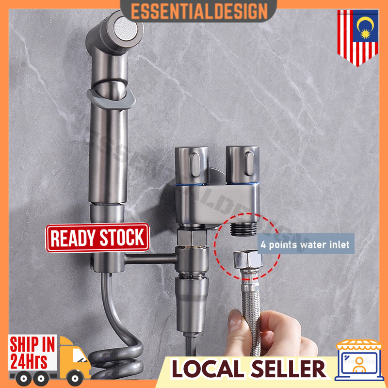 PREMIUM High-Pressure Bidet Set Stainless Steel Two Way Faucet Bathroom ...