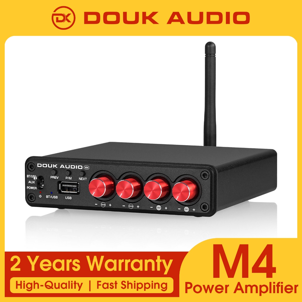 Douk Audio M4 Mini 2/4 Channel Bluetooth 5.0 Digital Amplifier Stereo ...