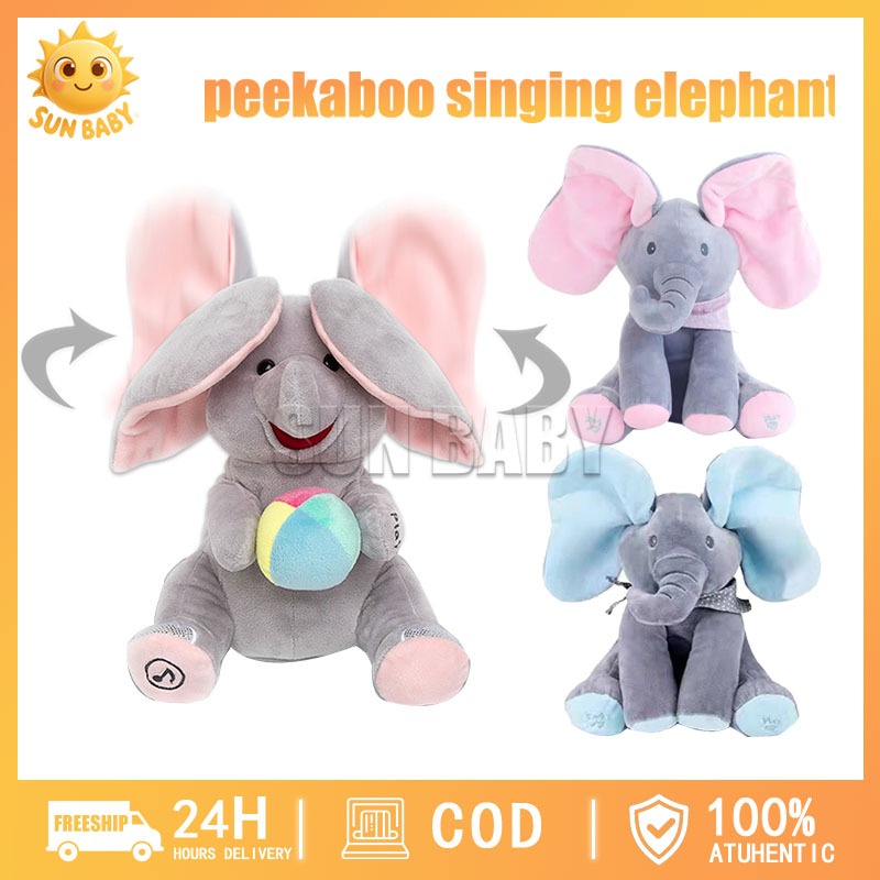 Plush Toy An Elephant with moving ears Musical Toy Peekaboo singing ...