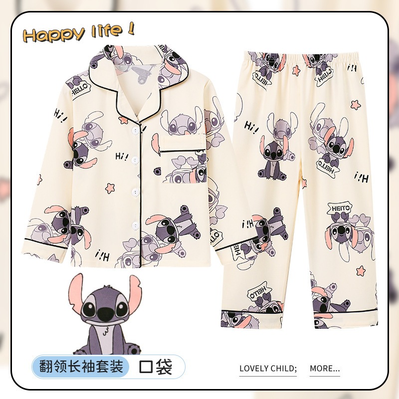 Stitch Boys Sleepwear 2025 Spring Autumn Children Girls Cartoon Sanrio ...