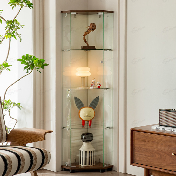 Dustproof Transparent Glass Corner Cabinet Antique Jewelry Perfume ...
