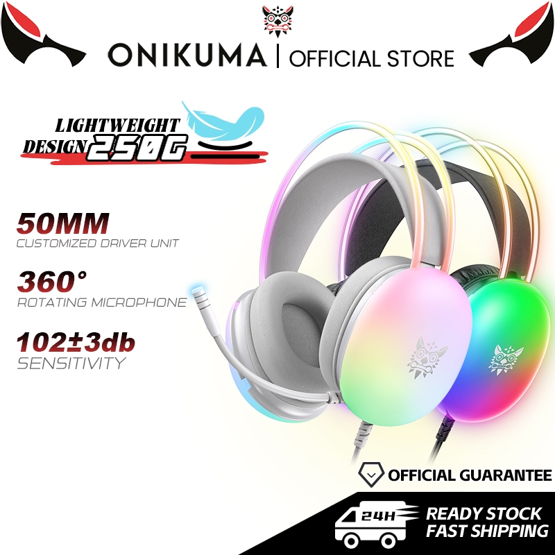 ONIKUMA X25 Gaming Headset With Microphone For PC 3.5mm Wired Lightweight Design With RGB Lights ...