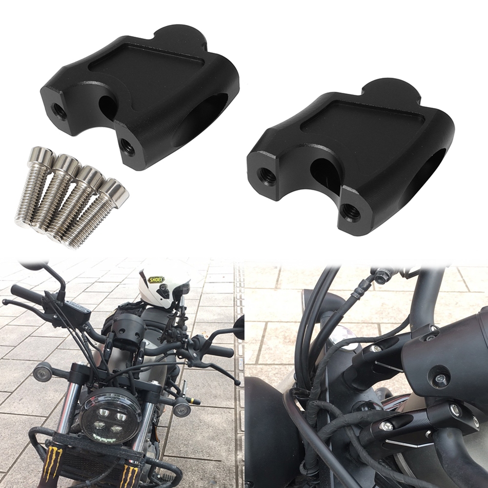 Motorcycle Handlebar Mount Clamp Lifter Bar Clamps Riser Raised handlebars for honda rebel 500 ...