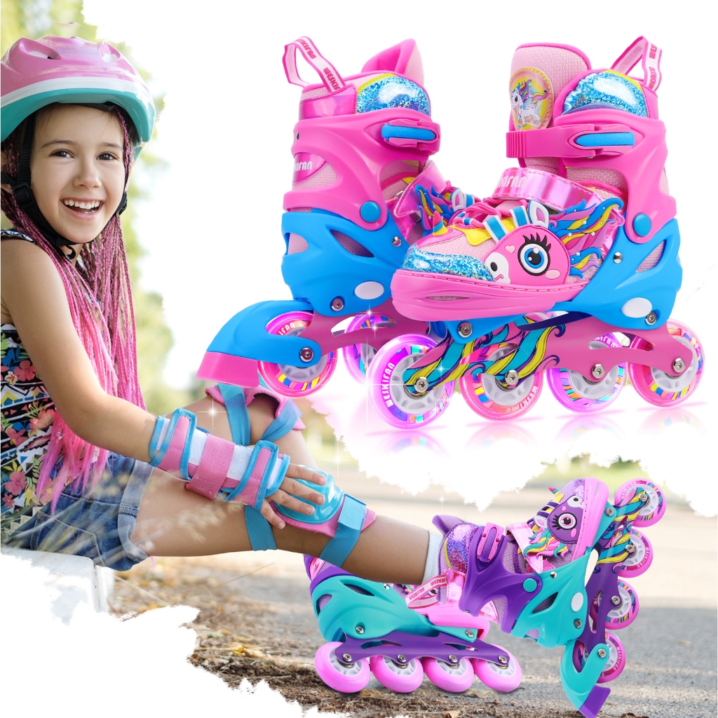 Kasut Roda Perempuan Unicorn Inline Skate Adjustable Size Kids Roller ...