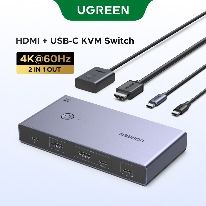 UGREEN USB-C KVM Composite Switch 2-in-1-out,Aluminum enclosure 4K@60Hz ...