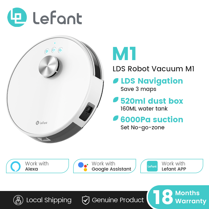 Lefant M1 AI Robot Vacuum Cleaner can Set Map, No Go Zone, 6000Pa 160ML Water Tank App Control ...