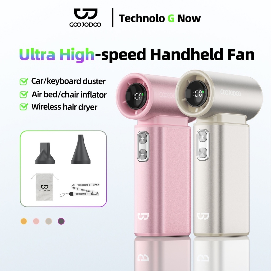GOOJODOQ Mini Fan 6000mAh Rechargeable Turbo Electric Jet Handheld Air ...