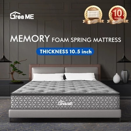DreaMe 10.5inch Thickness Memory foam Spring mattress 5 Star Hotel ...
