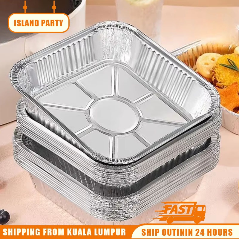 10pcs Thick Deepened Tin Foil Trays Food Grade Square Baking Oven Tin ...