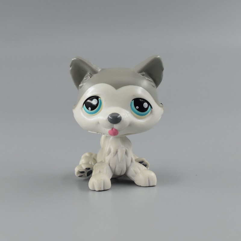 LPS Action Figure littlest pet shop Husky Grey White Dog #69 Blue Dot ...