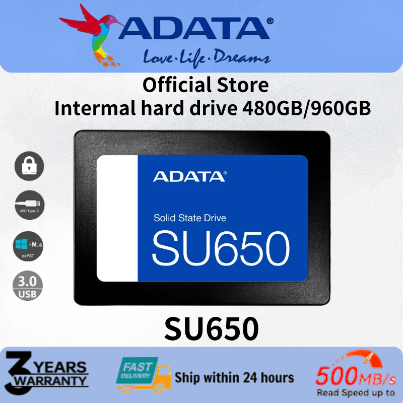 ADATA SU650 2.5'' SSD Internal hard drive SATA3 6.0Gb/s Solid state drives (512GB/1TB) | Shopee ...