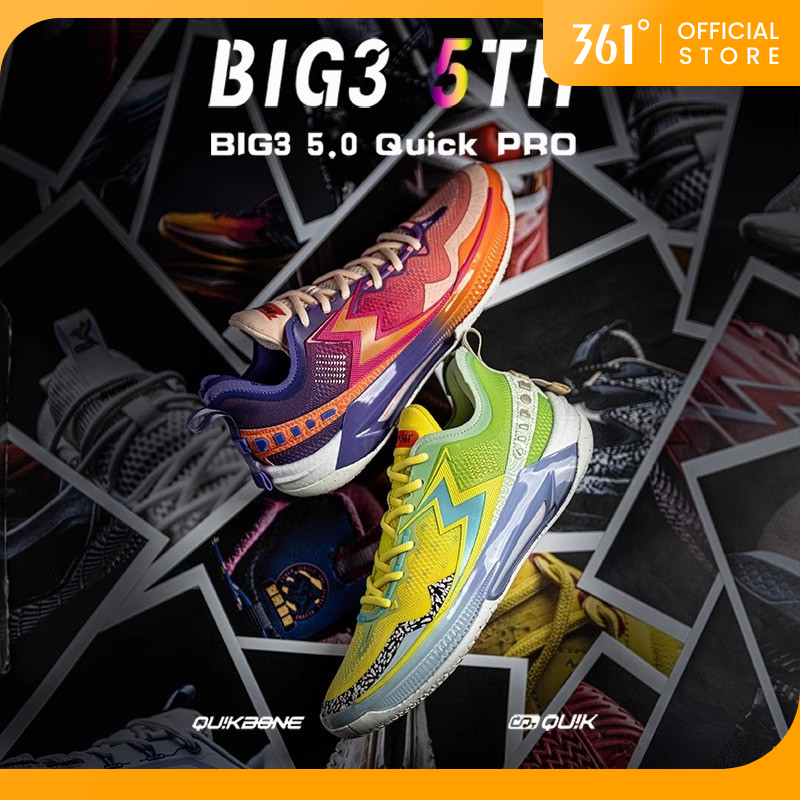 361 Degrees Big3 5.0 Quick Pro Men Basketball Shoes Wear-Resistant ...