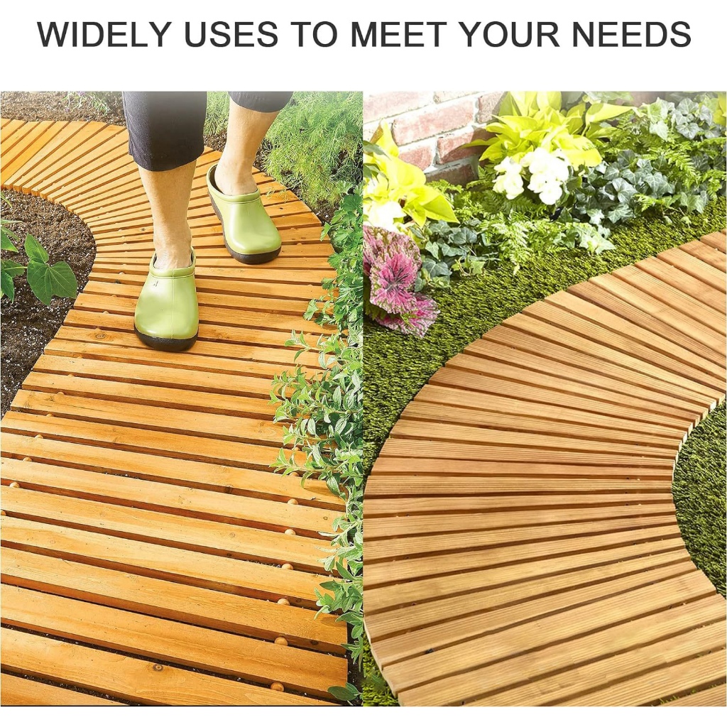 ( Curved )6ft Wooden Garden Pathway,Outdoor Roll Out CedarWalkway,Patio ...