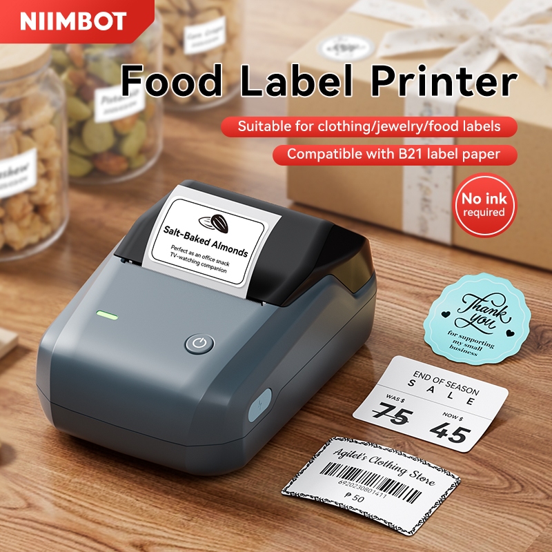 NIIMBOT B1 Label Printer Thermal Printer Food Label Printer Barcode QR ...