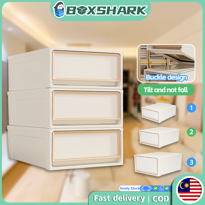 Multipurpose Storage Box Stackable Plastic Wardrobe Drawer Rack Clothes ...