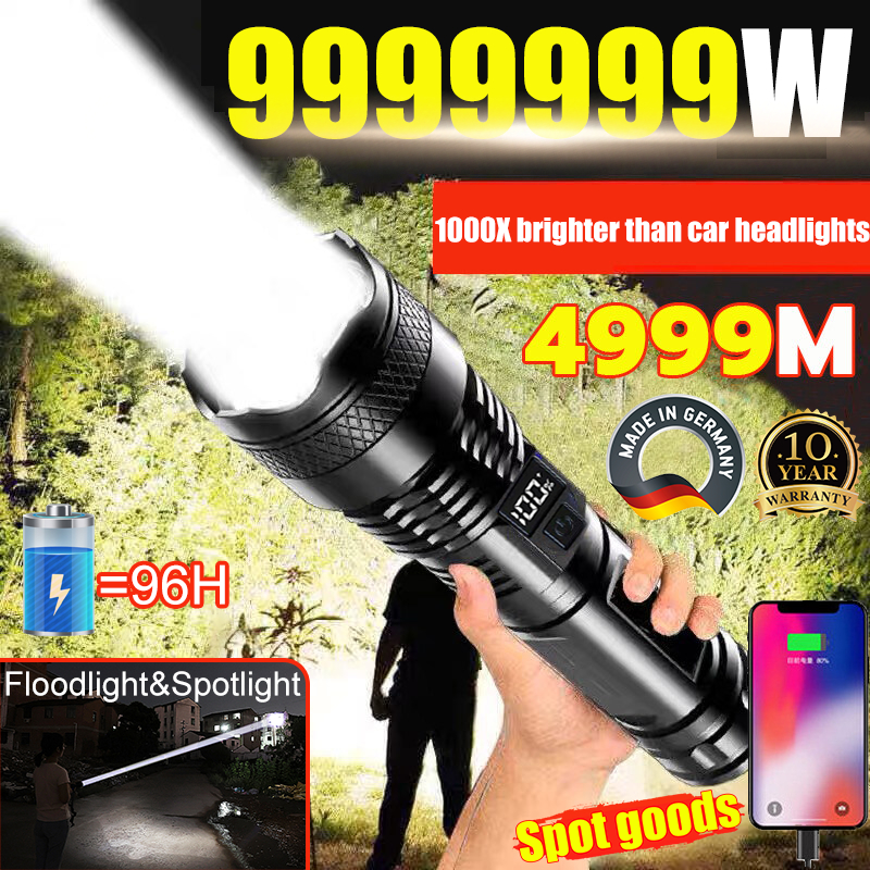 【Durable for 50 years】Lampu Suluh LED Flashlight Zoomable USB ...