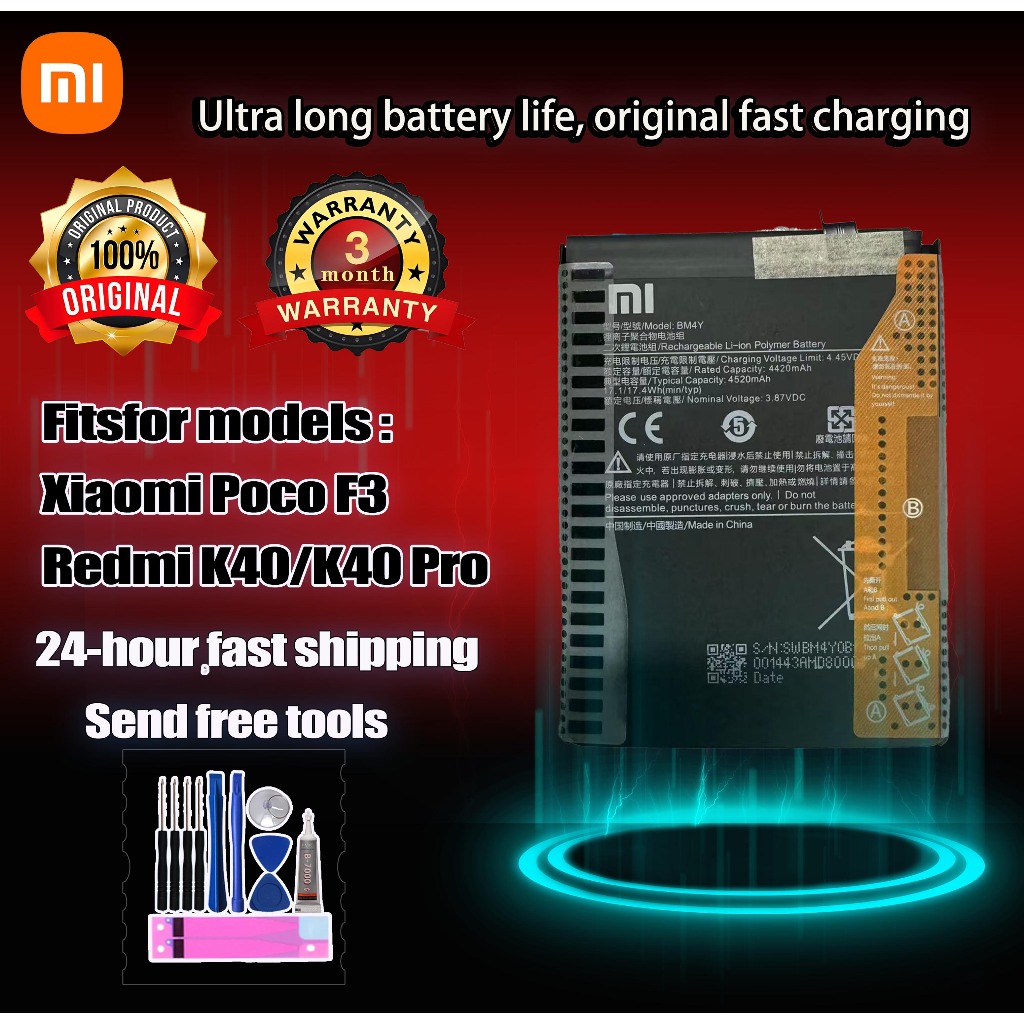Xiaomi Battery Orginal/For Xiaomi Poco F3/Redmi K40/K40 Pro Replacement Batteries+Tools Model ...