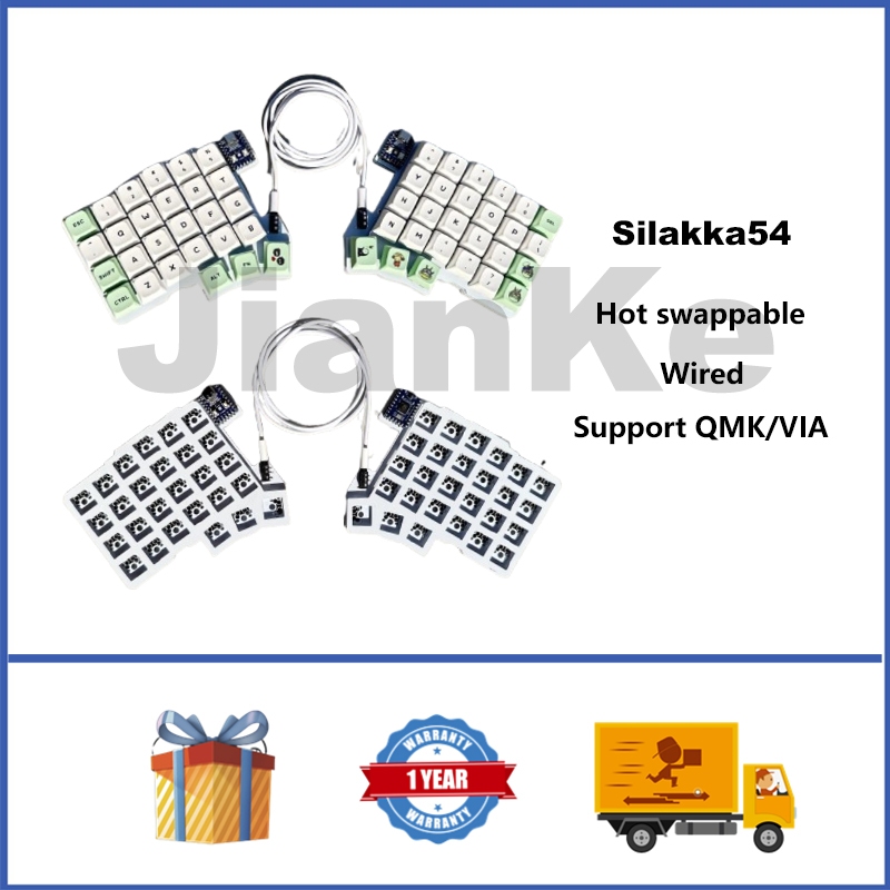 Silakka54 Split keyboard two-handed split ergonomic QMK split hot-swappable VIAL left and right ...