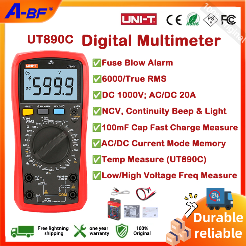 UNIT-UT890C UT890D+ Digital Multimeter Voltmeter Ohmmeter AC/DC 6000 ...