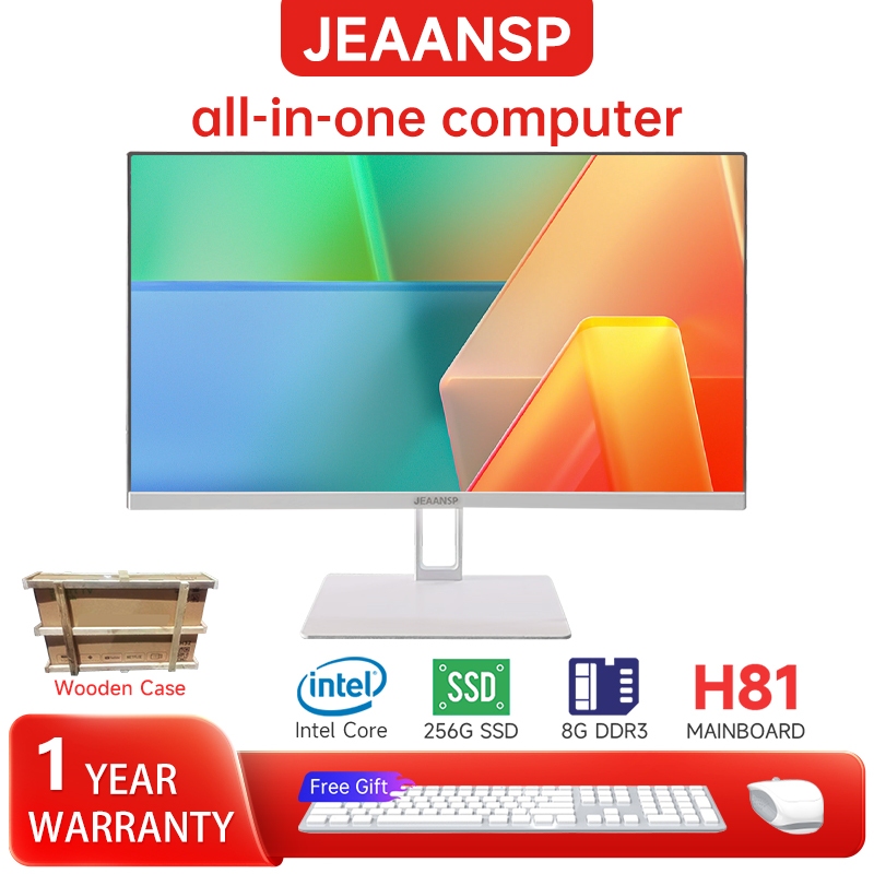 JEAANSP All in one PC 22/24inch Frameless i5-i7 8/16GB+256GB SSD FULL HD Wind10/11 Pro Built-in ...